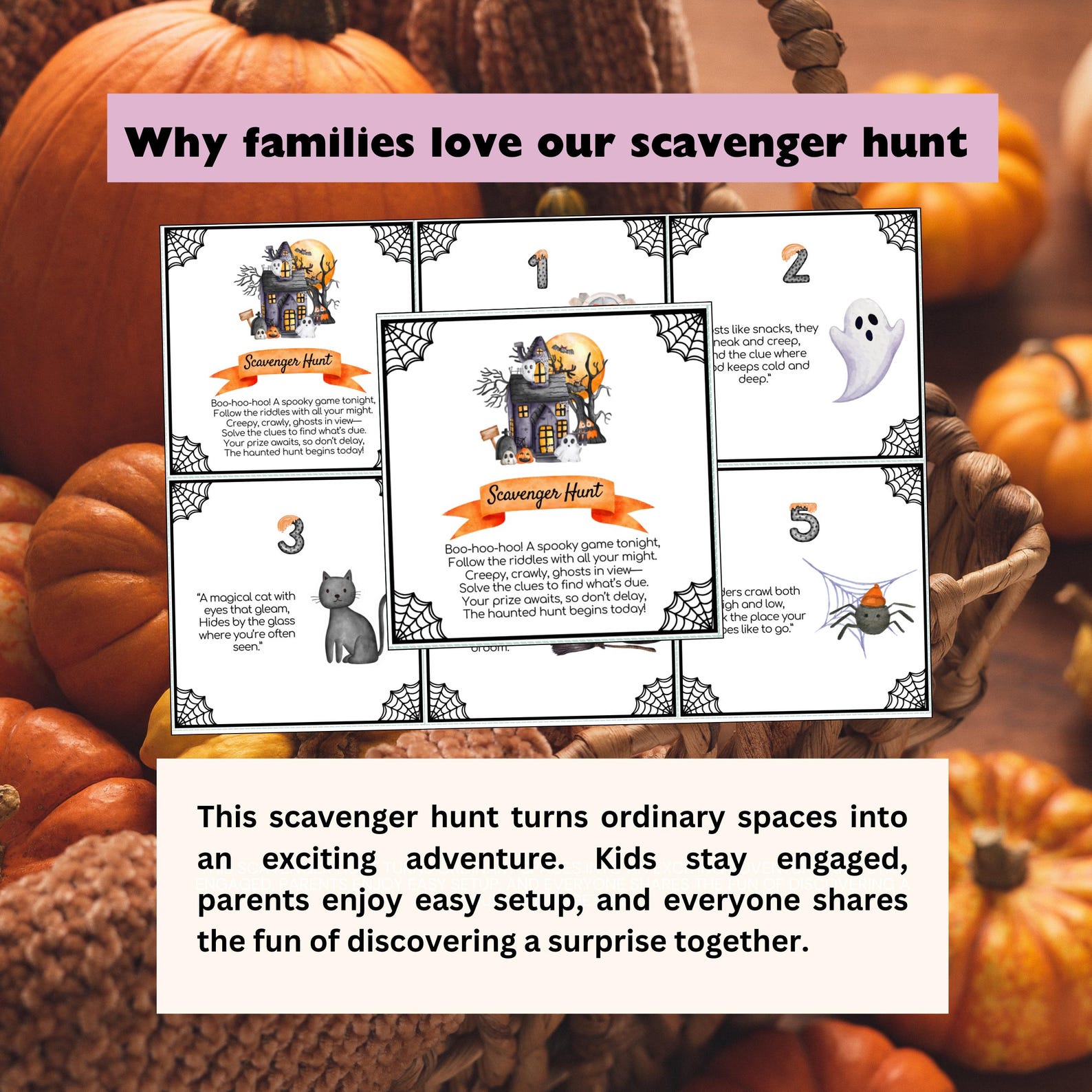 Printable Halloween Game | Kids Scavenger Hunt Activity | Indoor Clue ...