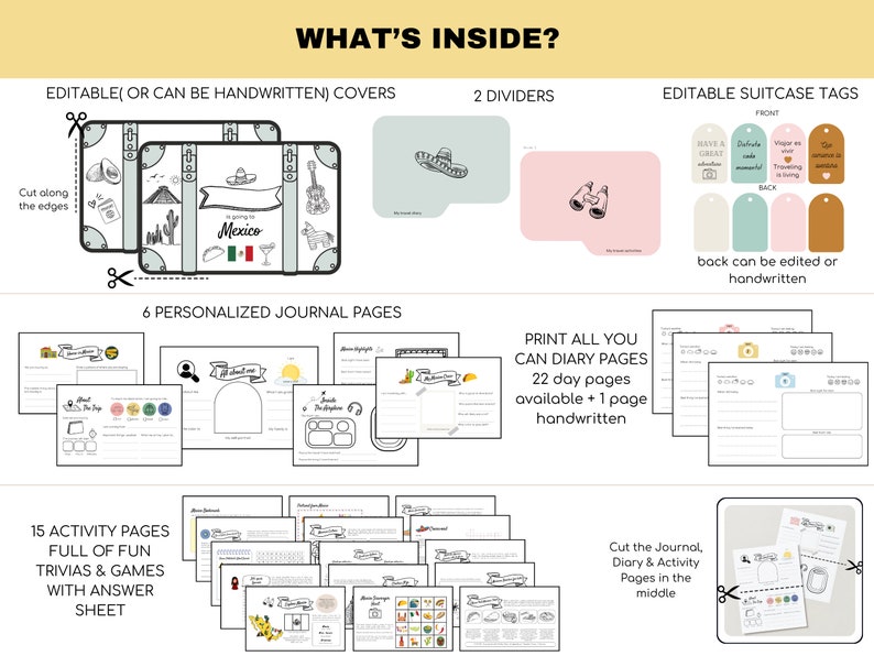 Personalized Mexico Travel Journal Kit: Kids' Activity, Surprise Trip ...