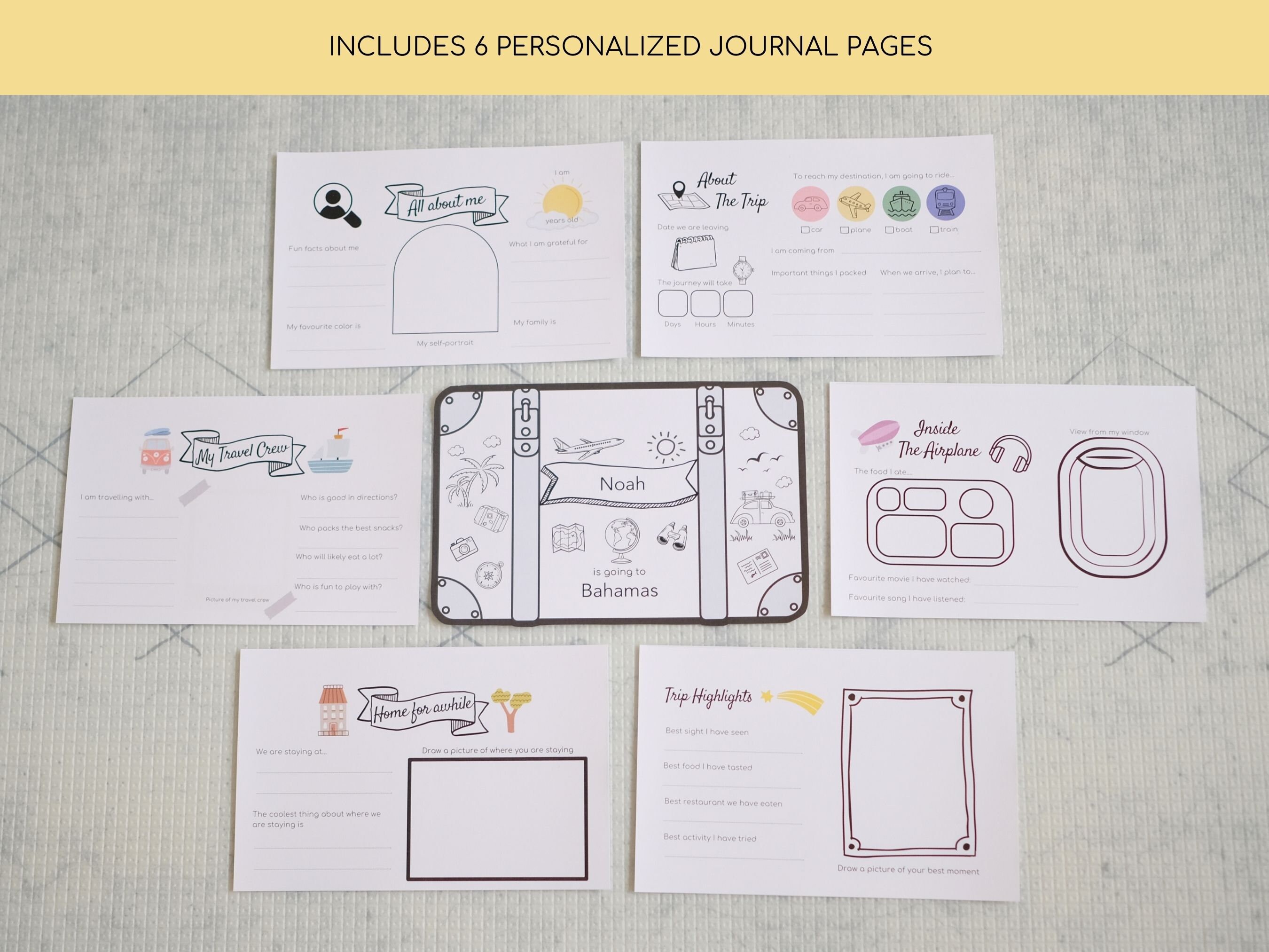 Personalized Kids Travel Journal Kit: Surprise Trip Reveal (digital ...