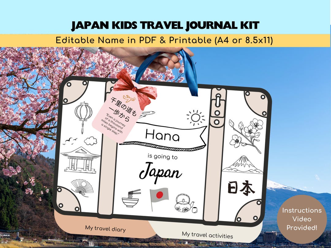 Personalized Japan Kids Travel Journal Kit (digital Download) - Etsy