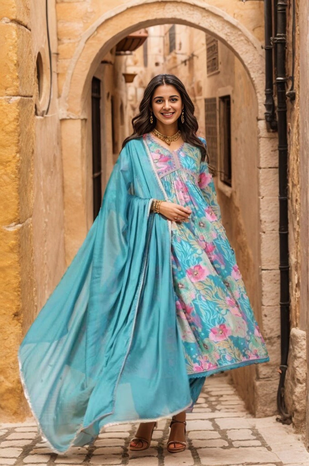 Indian Women Suit Plus Size Salwar Kameez Readymade Kurti Pant Dupatta ...