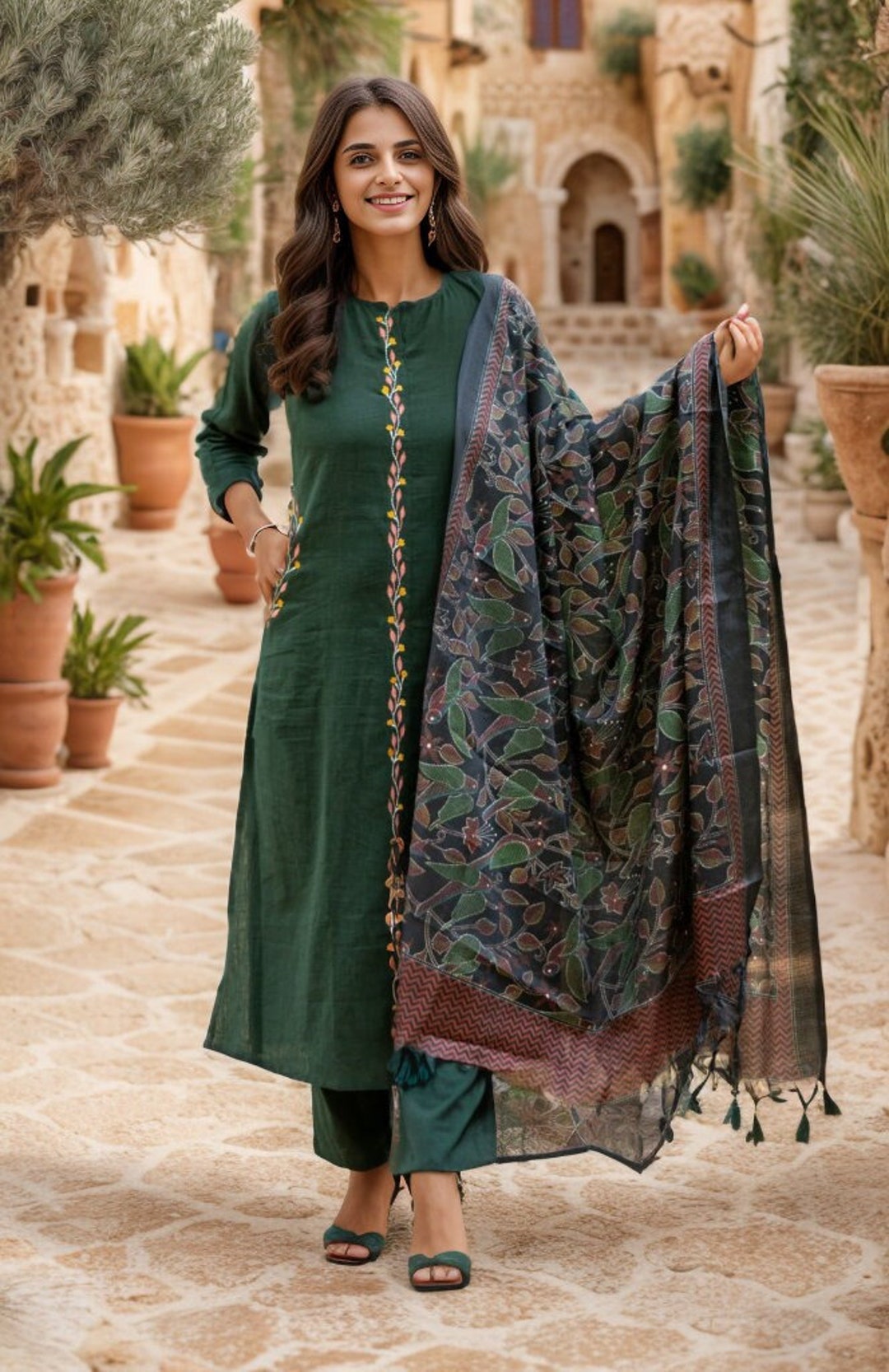 Indian Women Suit Readymade Salwar Kameez Kurta Palazzo Suit India ...