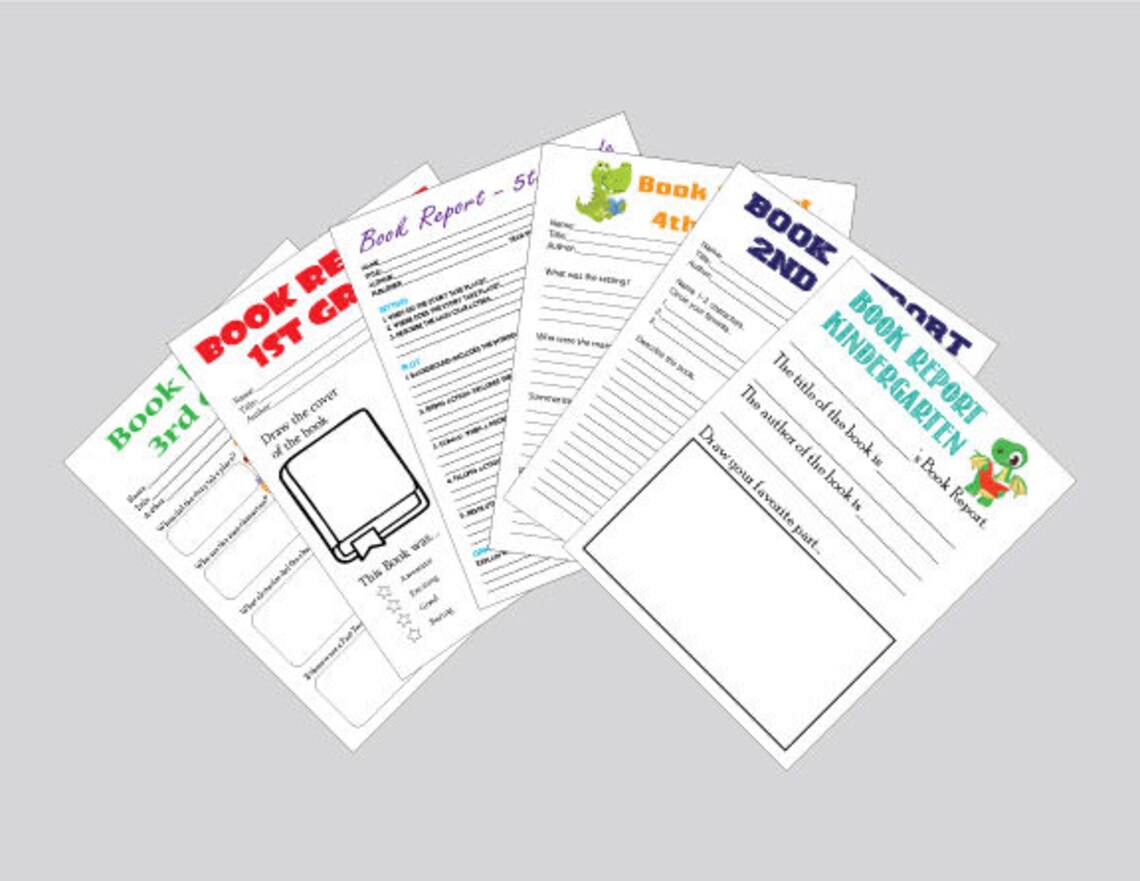 Printable K-5th Grade Book Report Worksheets - Etsy