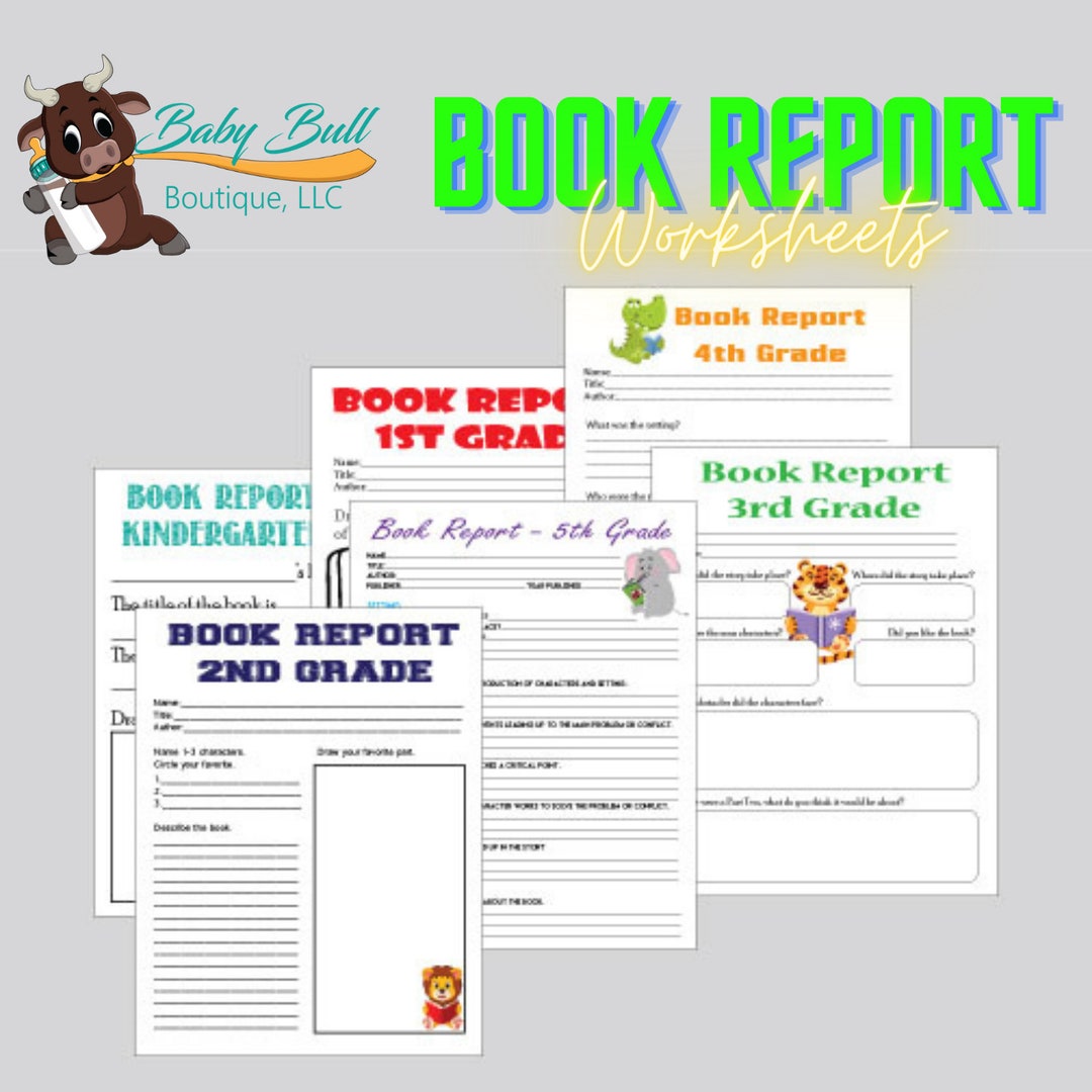 Printable K-5th Grade Book Report Worksheets - Etsy