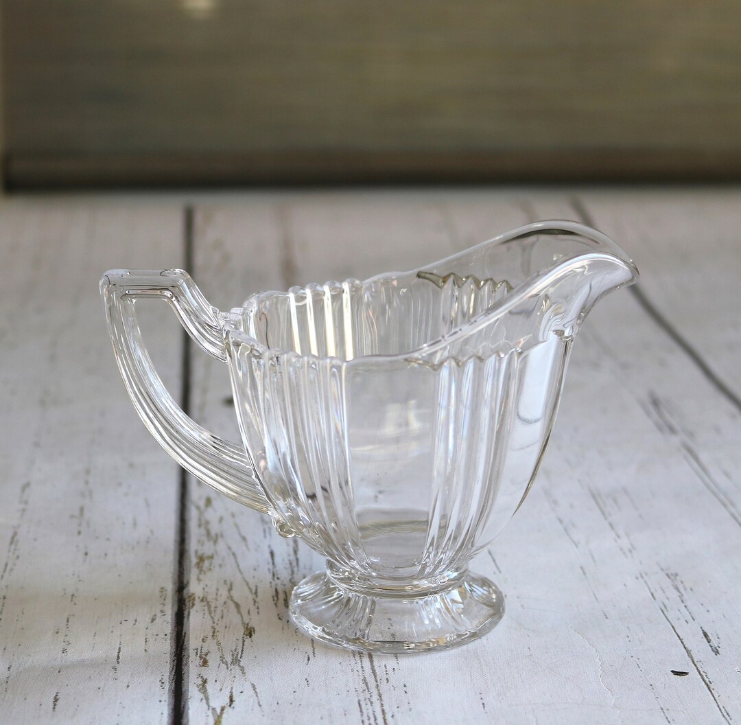 Fostoria Sun Ray Creamer, Clear Glass Cream Pitcher, Depression Glass ...