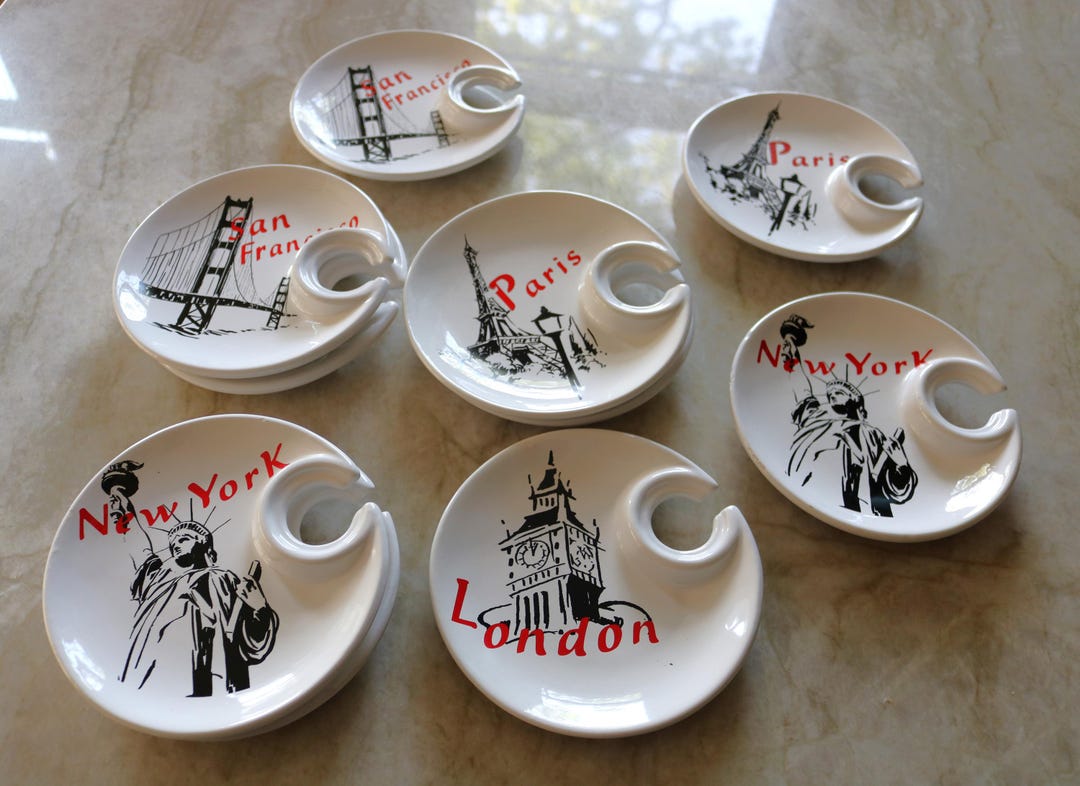 City Snack Plates: London, Paris, NYC, San Francisco - Set of 10 - Etsy