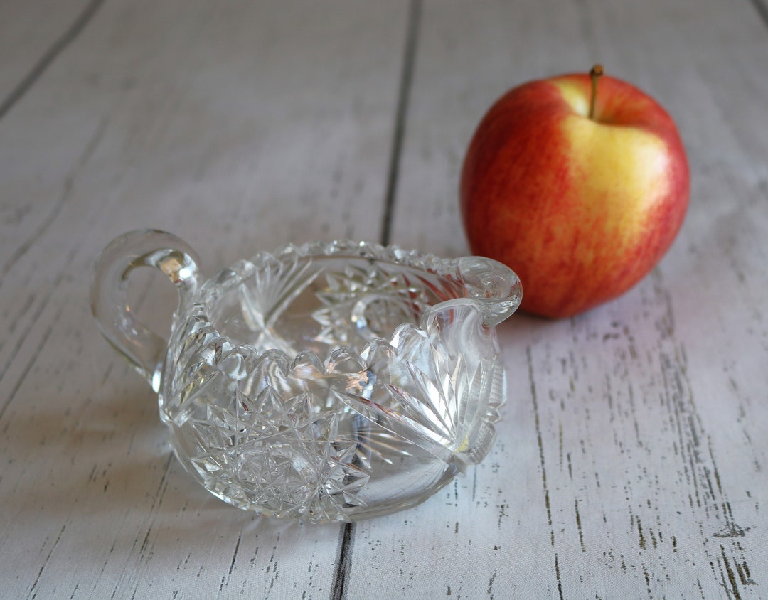Crystal Cream Pitcher With Hobstar Design Small but Heavy - Etsy