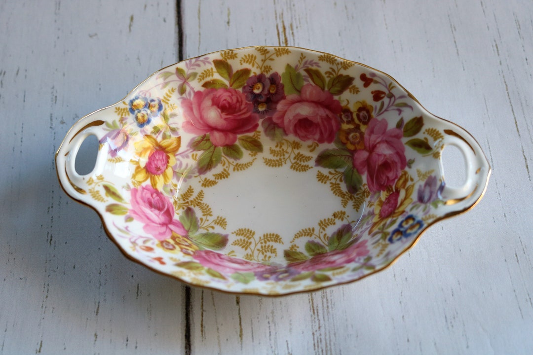 Serena Royal Albert Sweet Meat Dish, Small Open Handled Oval Bowl, Pink ...
