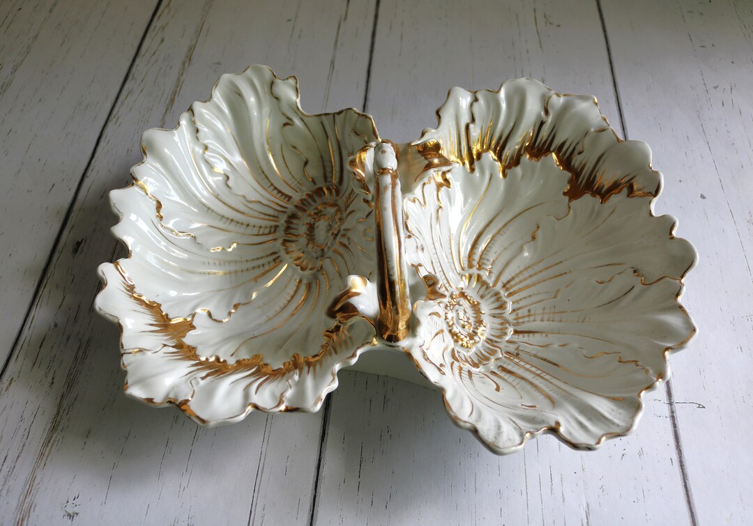 Double Leaf Double Sided Dish for Serving or Decor Ornate - Etsy