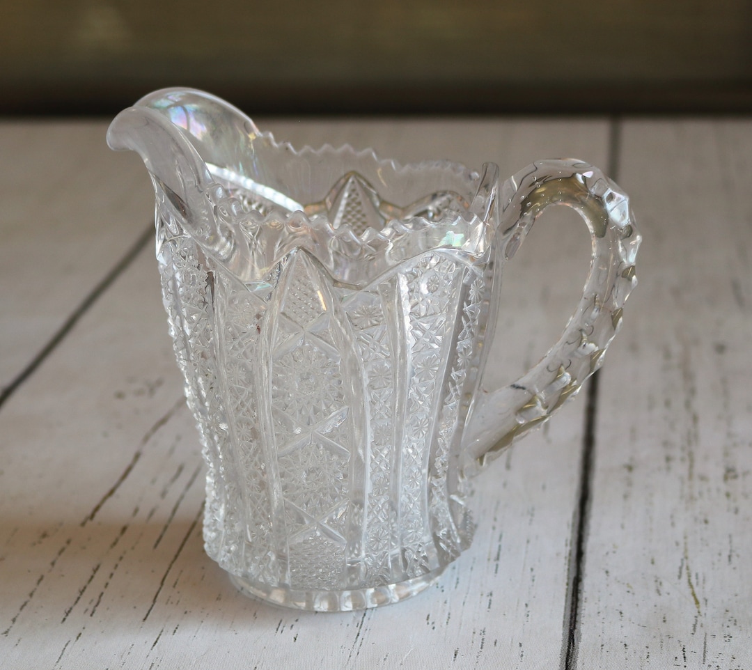 Small Pitcher or Creamer, Imperial Glass, Hobstar or Daisy and Button ...