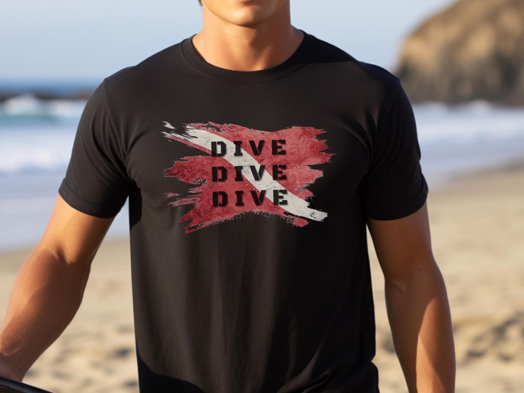 SCUBA Diving T-shirt, Dive Dive Dive, Vintage Tattered Dive Flag Design ...