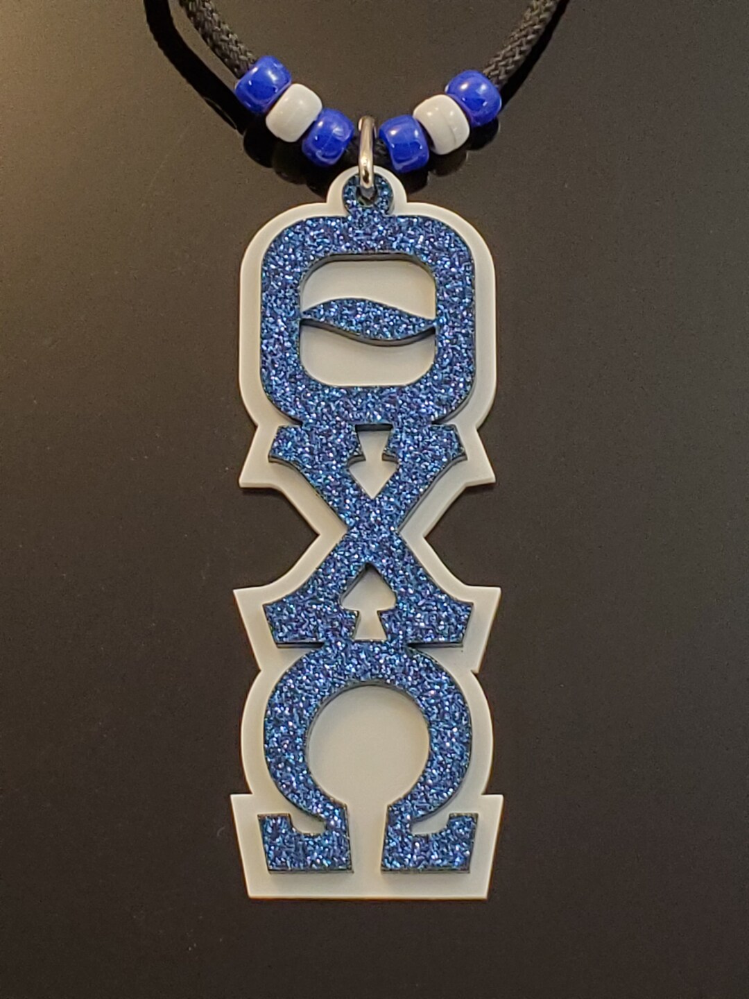 Theta Chi Omega - Tiki With Sapphire Glitter on White Acrylic - Etsy
