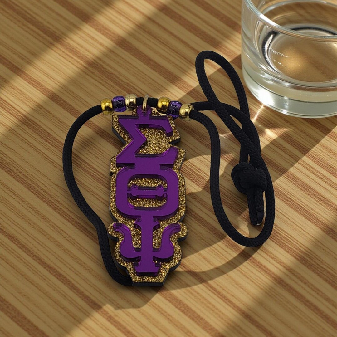 Sigma Theta Psi - Tiki - Necklace - Purple Mirror on Gold Glitter - Etsy