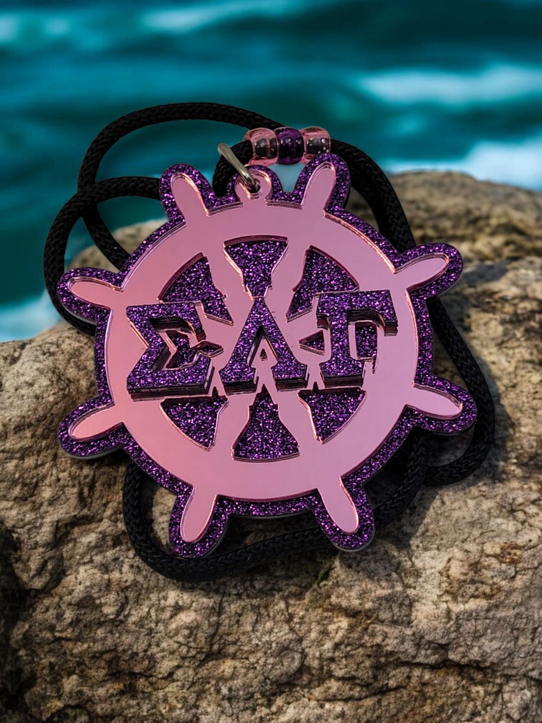 Sigma Lamba Gamma Tiki, SLG Pink Necklace, Sorority Glitter Captain's ...