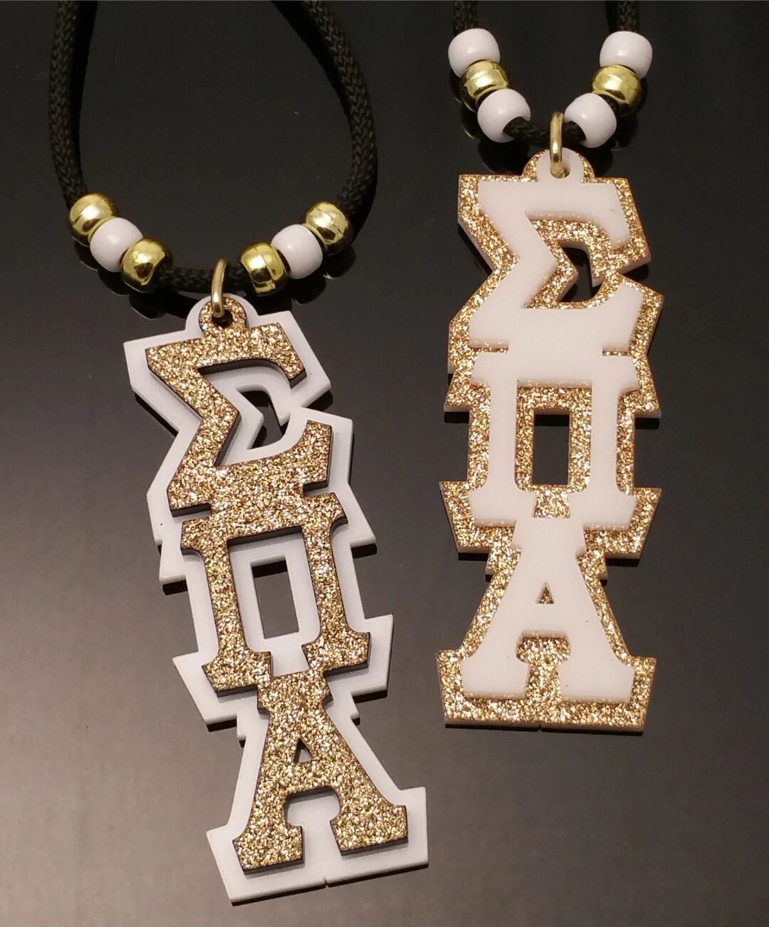 Sigma Pi Alpha-tiki, Gold Glitter With White Acrylic-spa-03-tiki - Etsy