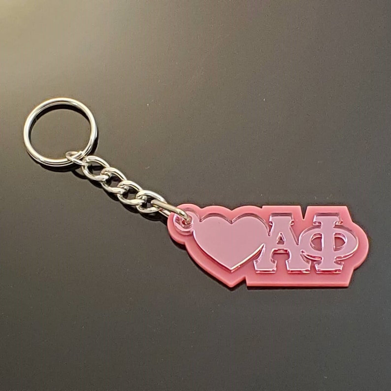 Alpha Phi Heart Keychain, Alpha Phi Personalized Sorority Key Ring ...
