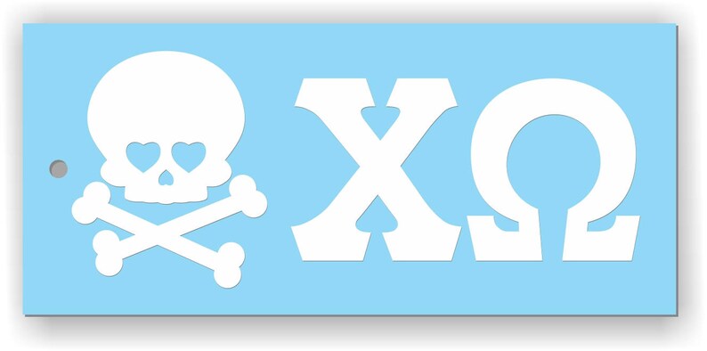 Chi Omega Skull and Cross Bones Decal With Letter Decal for Cars ...
