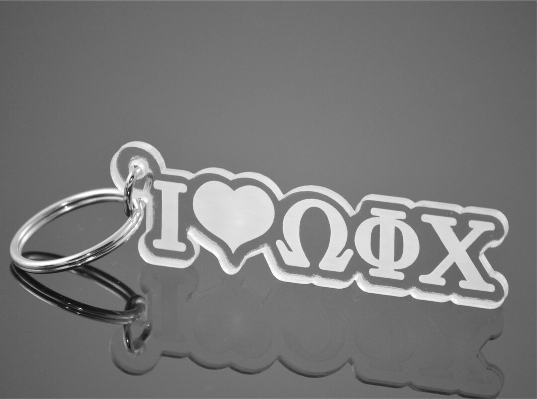 Omega Phi Chi Keychain, Sorority Love Key Ring, Clear Acrylic Laser ...