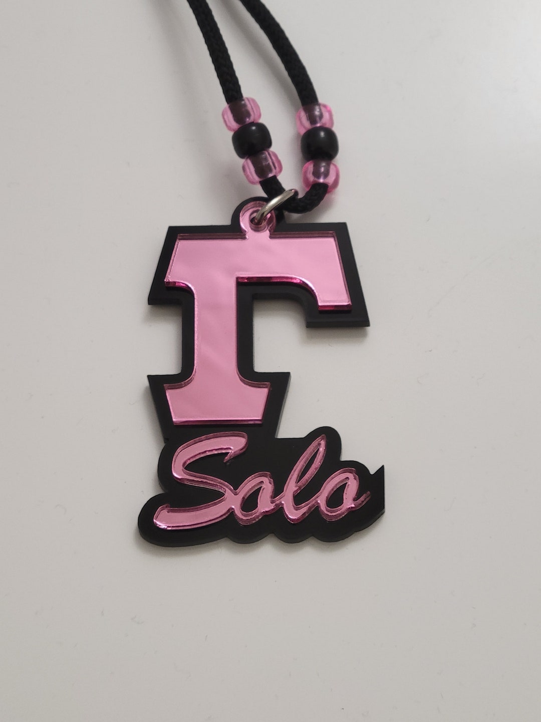 Sigma Lambda Gamma Tiki, SLG Solo Necklace, Pink Mirror on Black Tiki ...