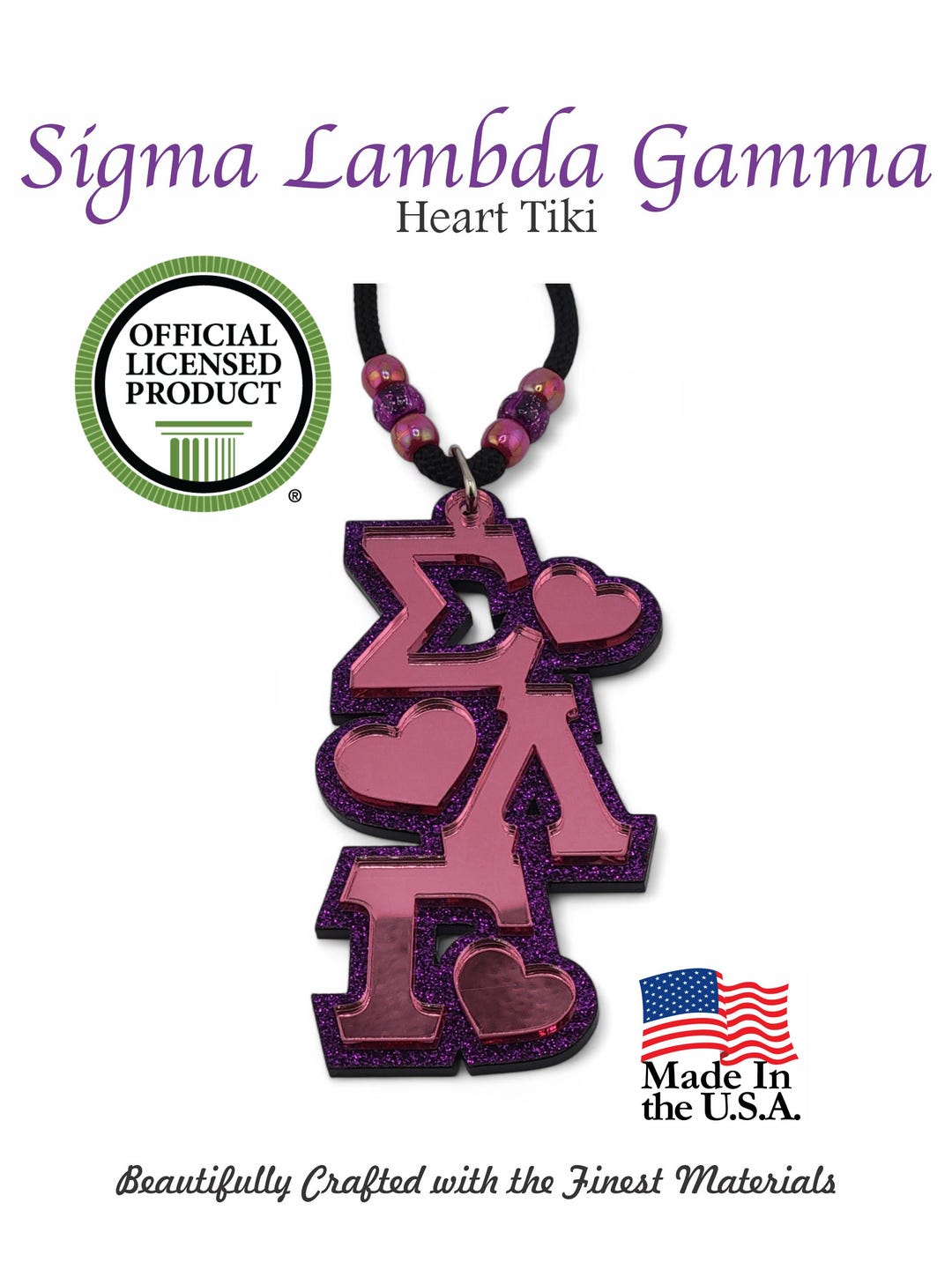 Sigma Lamba Gamma Mirror Tiki, SLG Pink Mirror Necklace, Sorority ...
