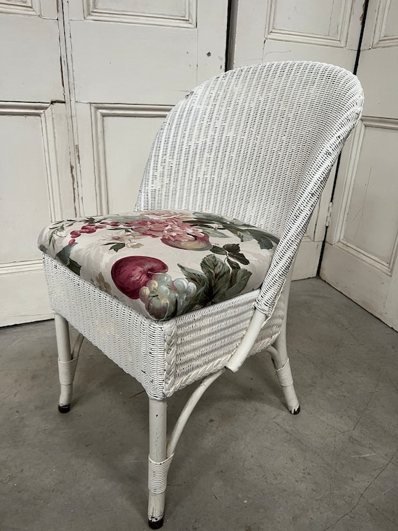 Vintage Lloyd Loom Bedroom Chair With Upholstered Seat. Etsy
