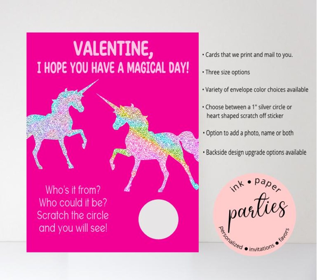 Unicorn Themed Valentine Cards, School Valentines, Class Valentines ...