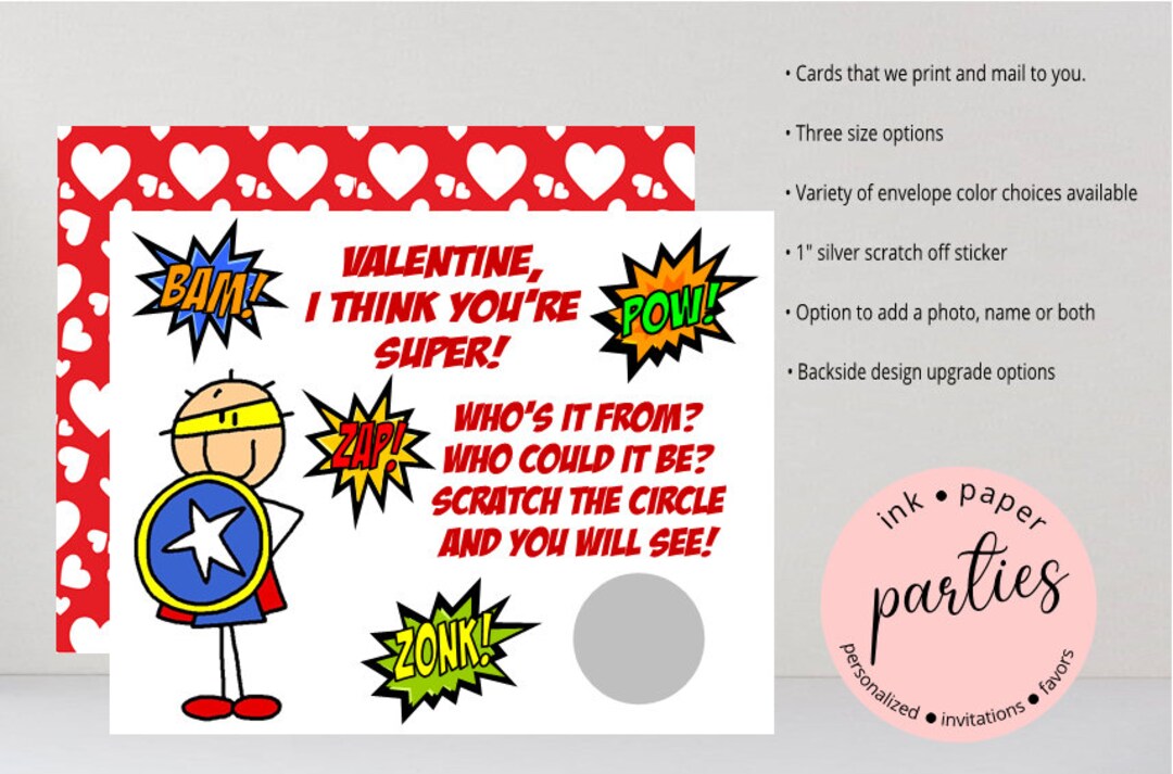 Superhero Super Hero Themed Valentine Cards, School Valentines, Class ...