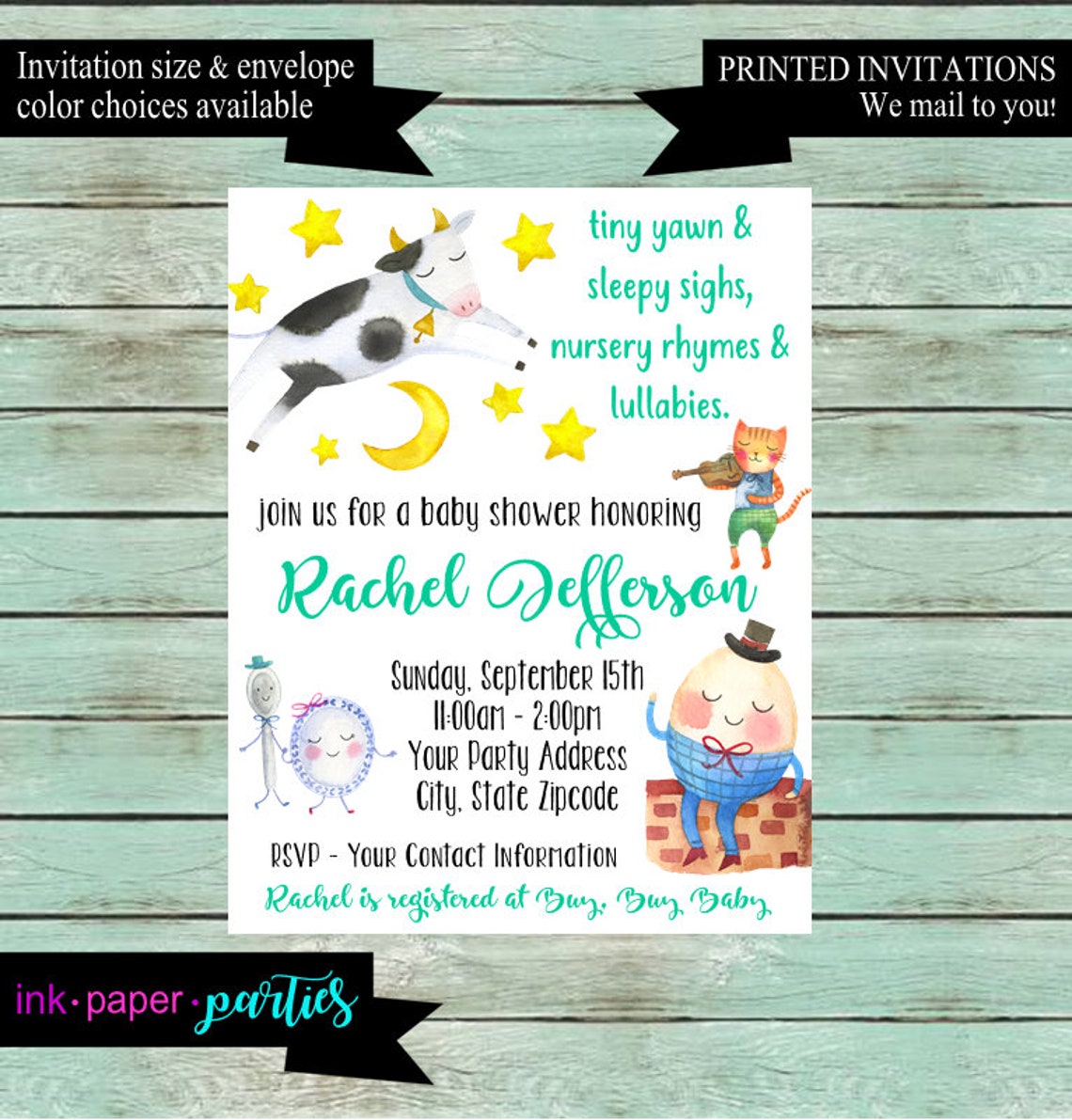 Nursery Rhymes Baby Shower Party Invitations Invites | Etsy