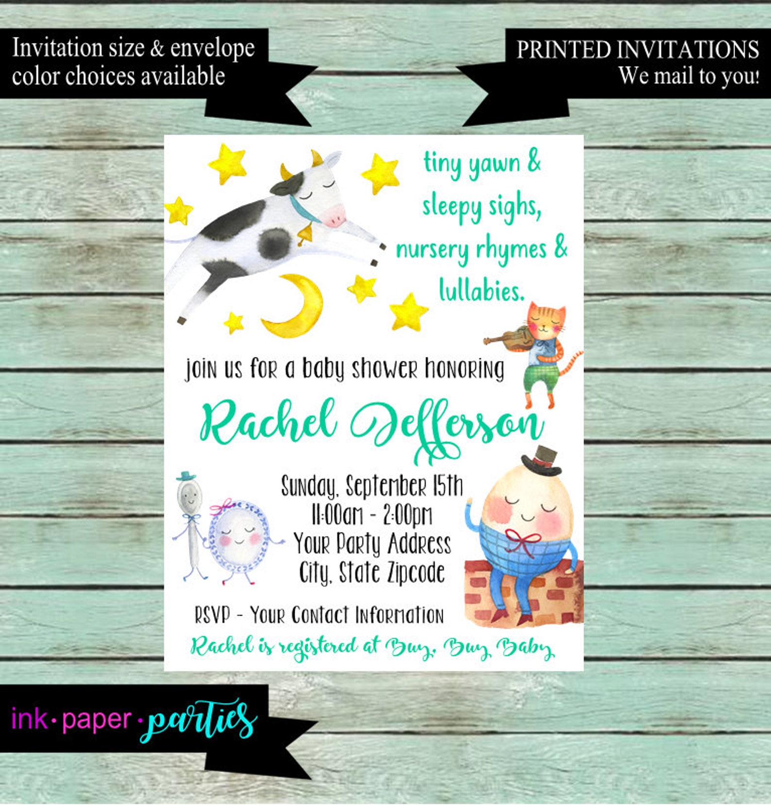 Nursery Rhymes Baby Shower Party Invitations Invites | Etsy