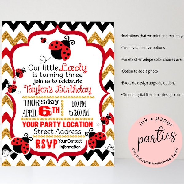 Ladybug Invitations - Etsy