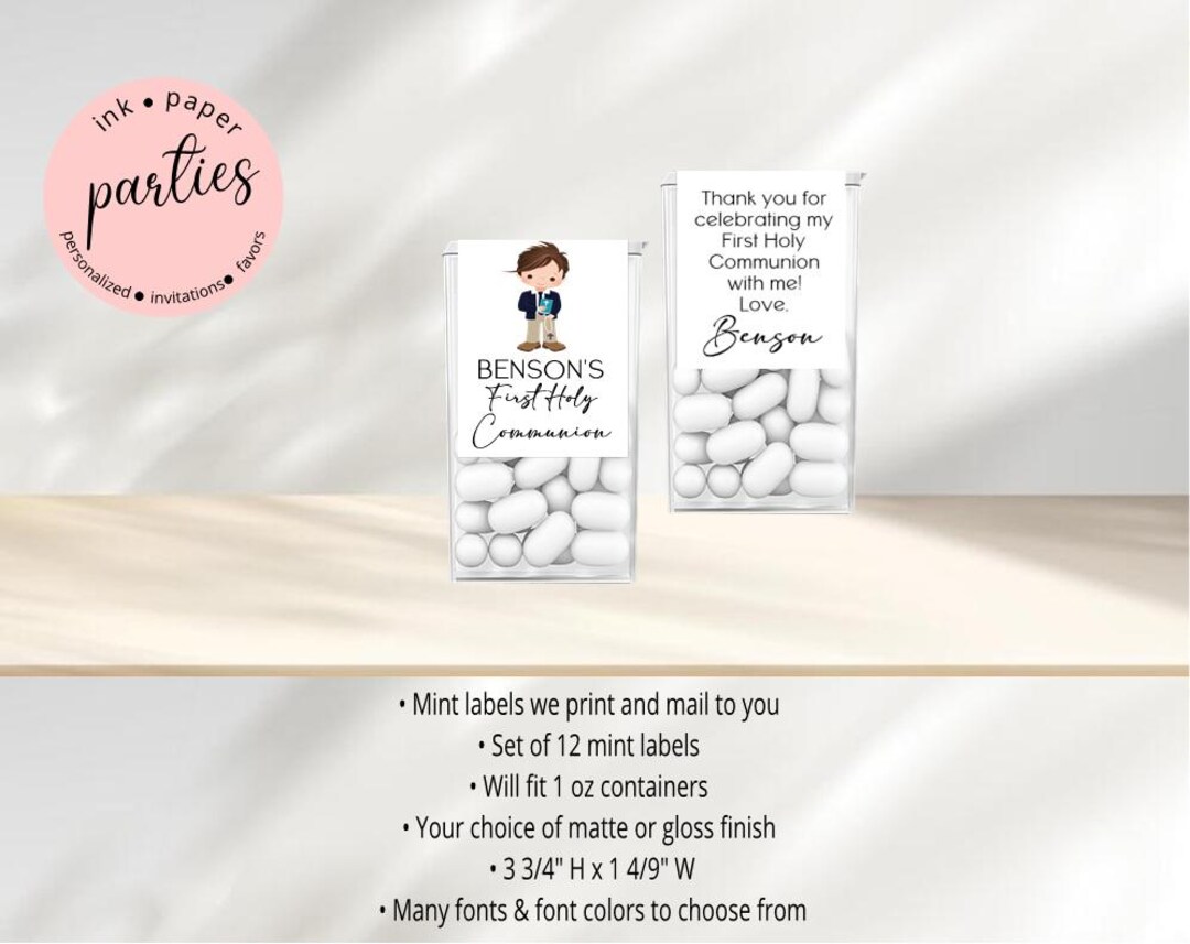 First Communion Mints Label - Baptism Day Candy Party Favors - Mints ...