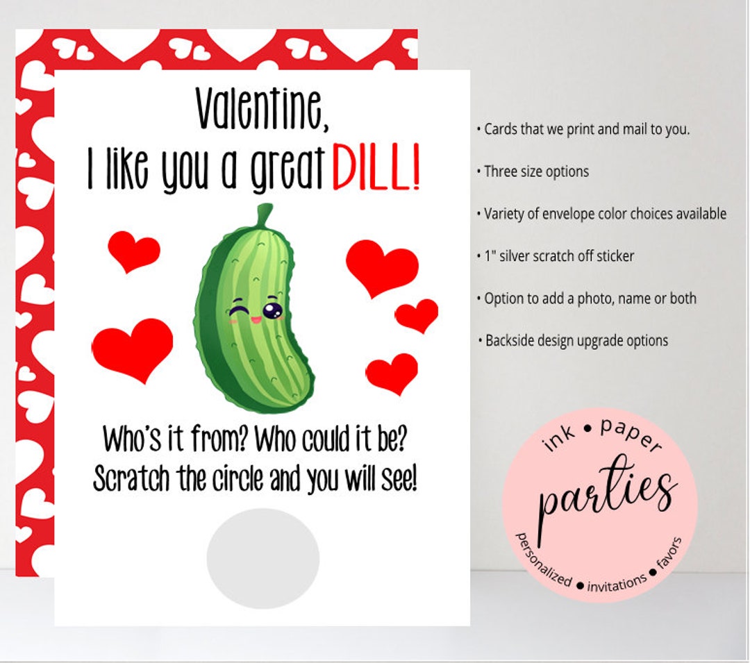 Pickle Themed Valentine Cards, School Valentines, Class Valentines ...
