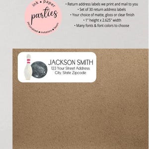 Bowling Ball Pins Sports Return Address Labels Personalized Custom - We ...