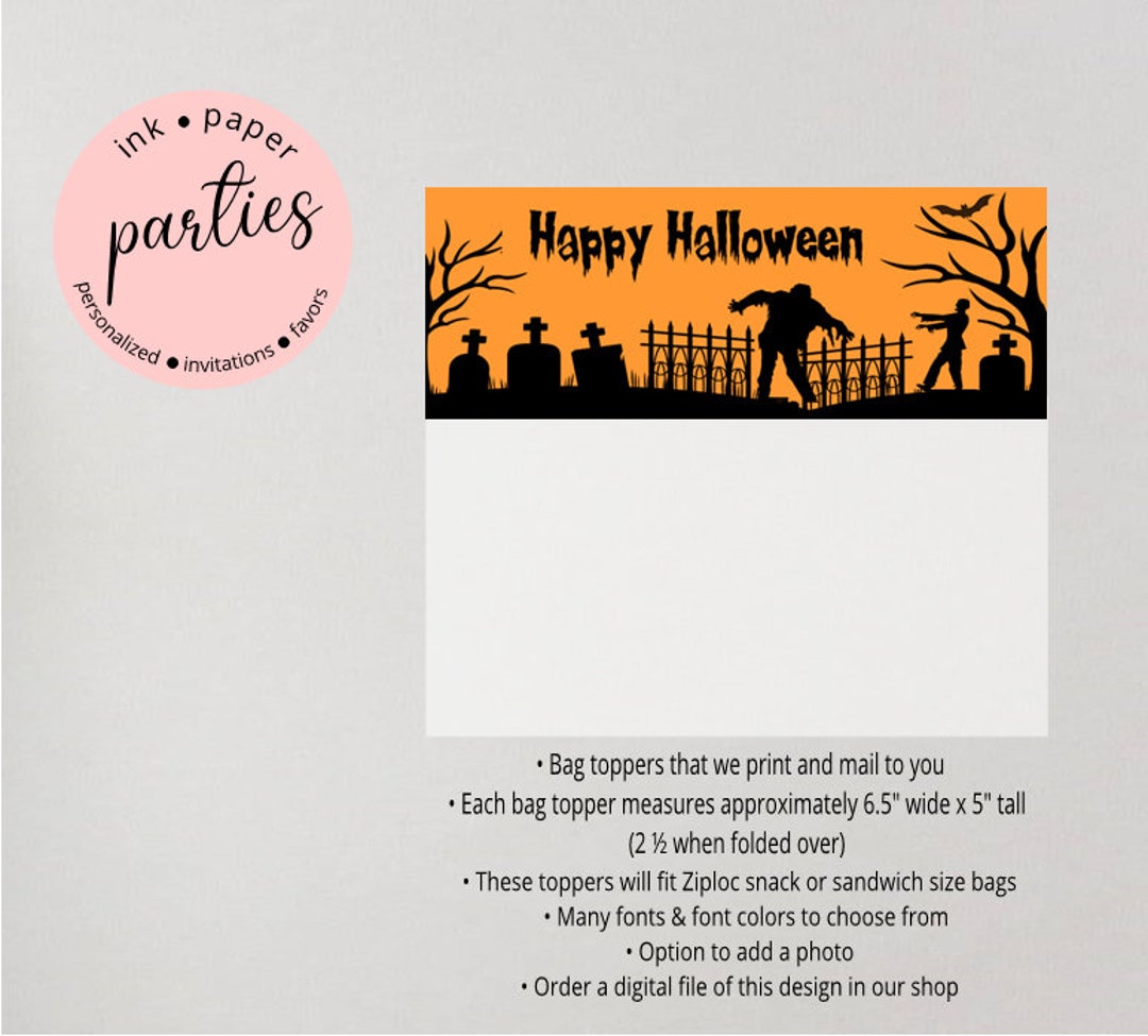 Halloween Zombie Party Favors Favor Favors Bag Bags Treat Toppers Trick ...