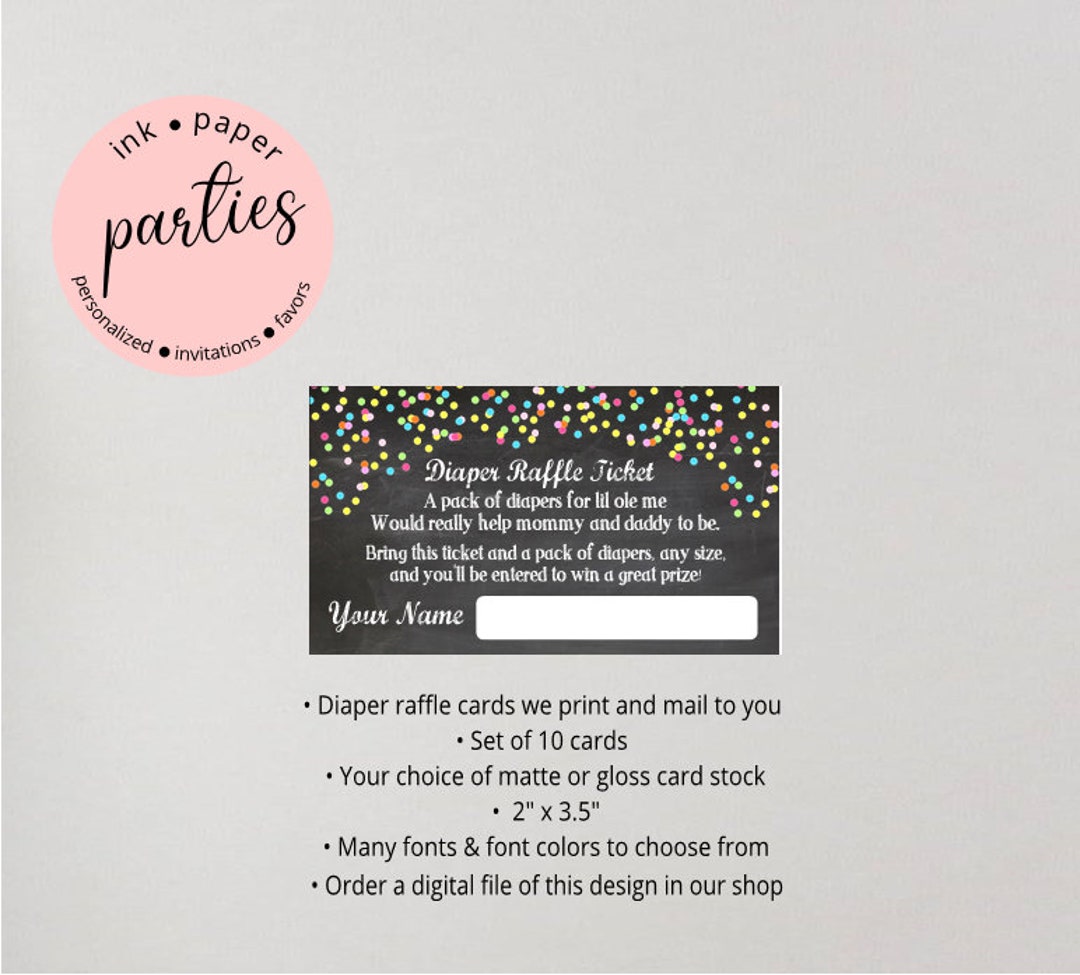 Baby Shower sprinkle Confetti Party Diaper Raffle Request Cards Tickets ...