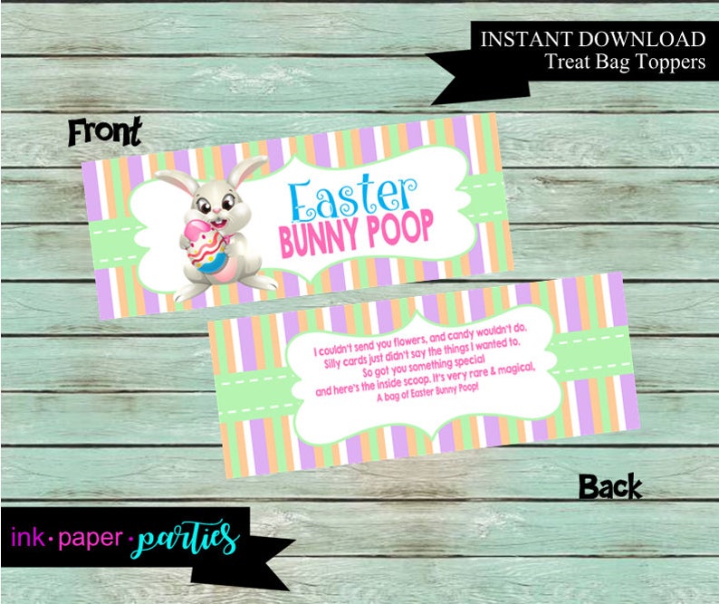 Printable Easter Bunny Poop Kids Candy Goody Party Goody - Etsy