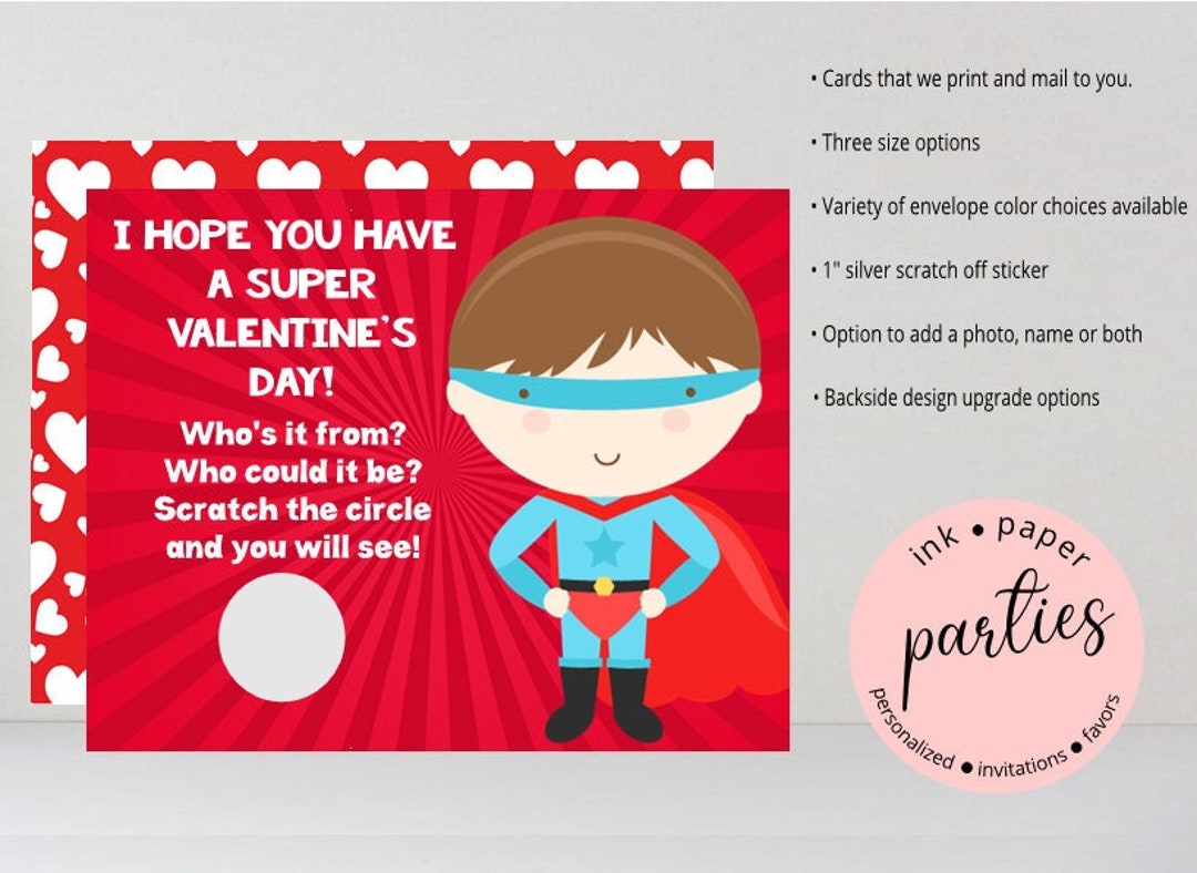 Superhero Super Hero Valentine Card Valentine's Day Cards Classroom ...