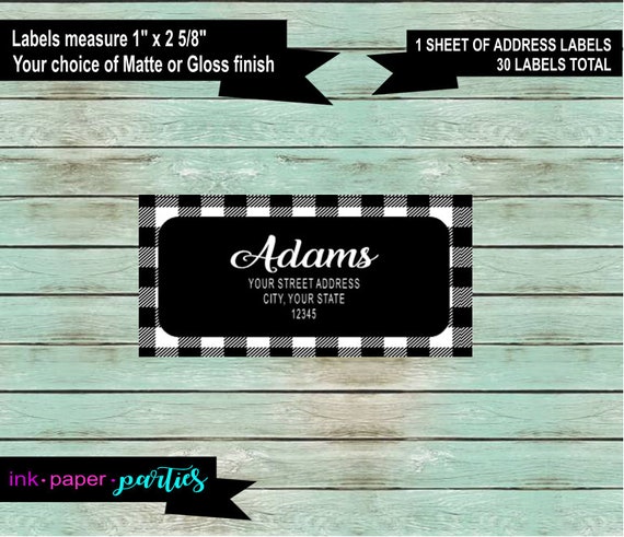 Buffalo Check Plaid Return Address Labels Personalized Custom | Etsy