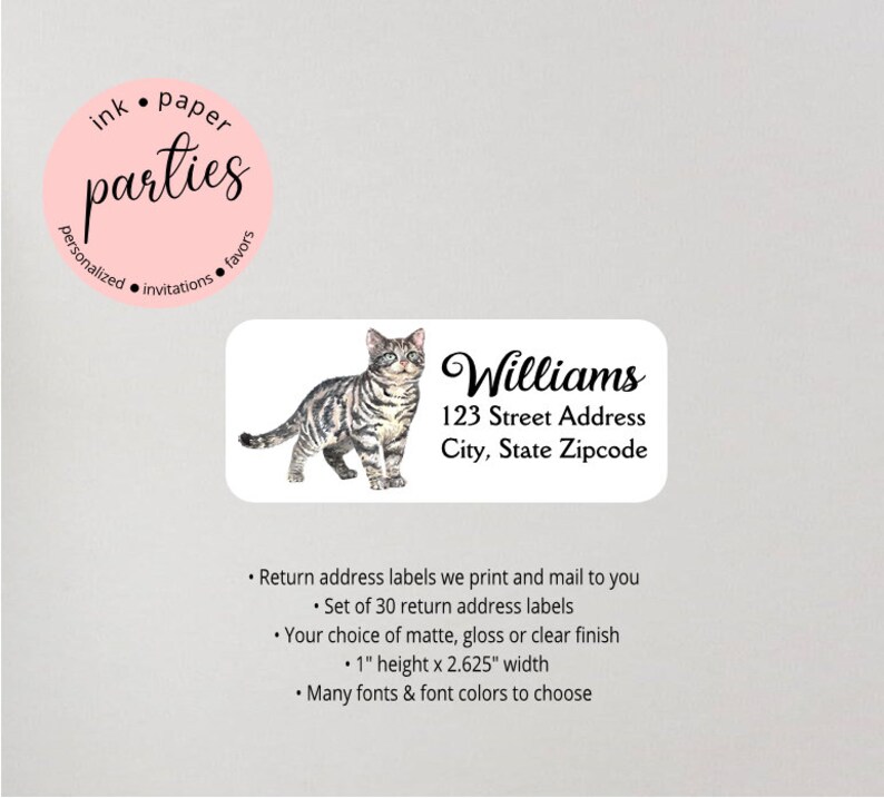 Cat Kitten Cats Pets Animals Return Address Labels - Etsy
