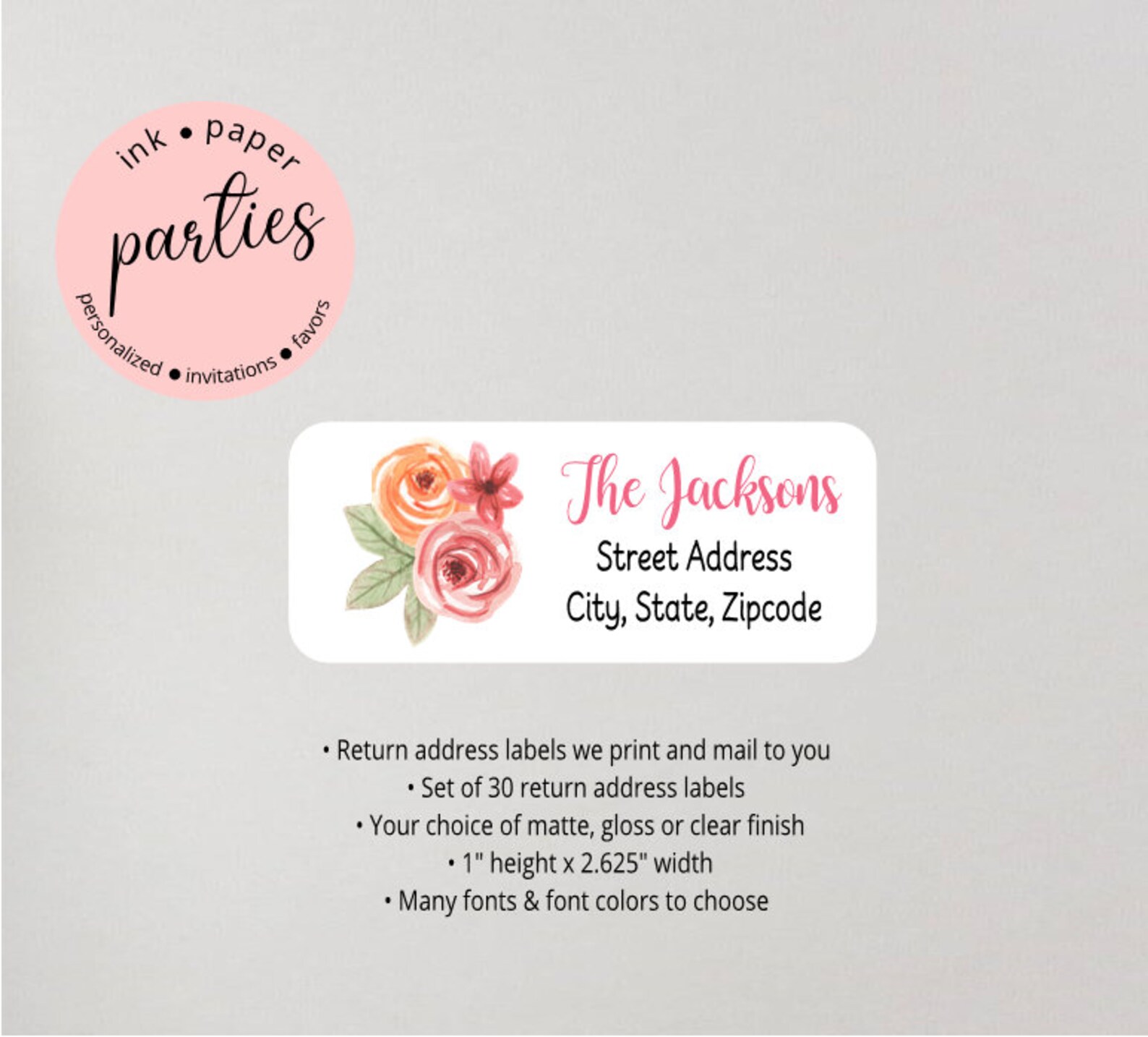 Floral Flowers Return Address Labels Favors Personalized - Etsy