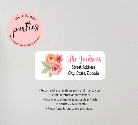 Floral Flowers Return Address Labels Favors Personalized - Etsy
