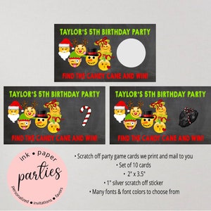 Emoji Emojis Holiday Christmas Birthday Party Scratch off Tickets Cards ...