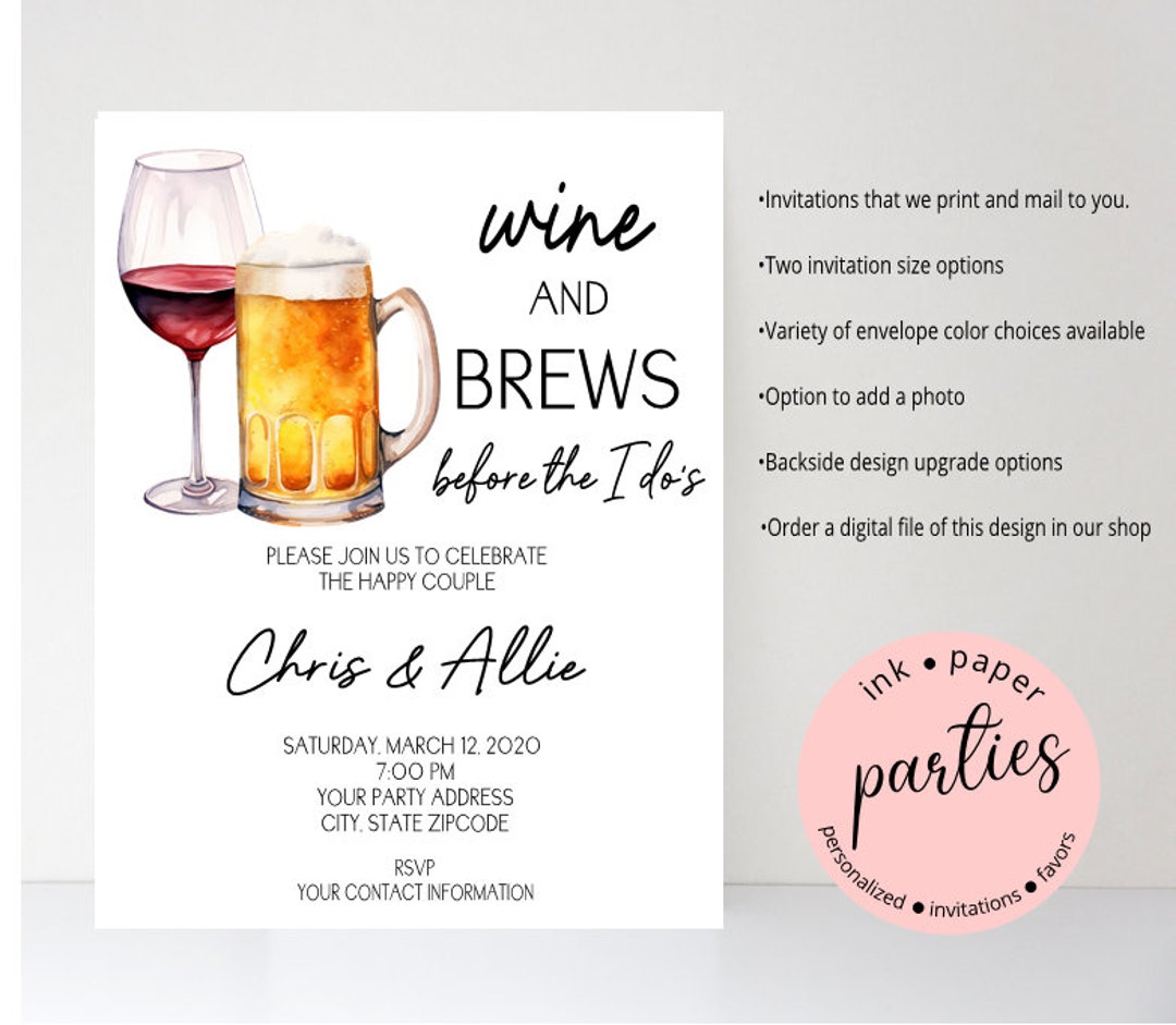 Wine & Brew Invitation - Couples Shower - Bridal, Wedding Shower - Beer ...