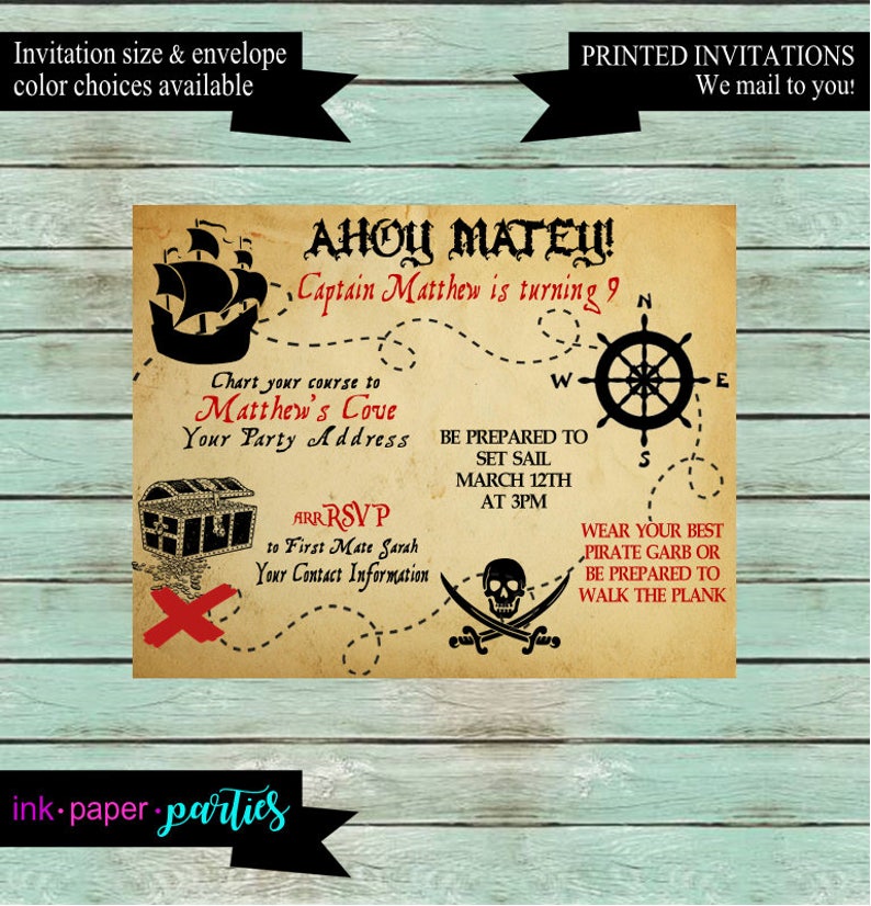 Pirate Map Treasure Ship X Marks the Spot Birthday Party | Etsy