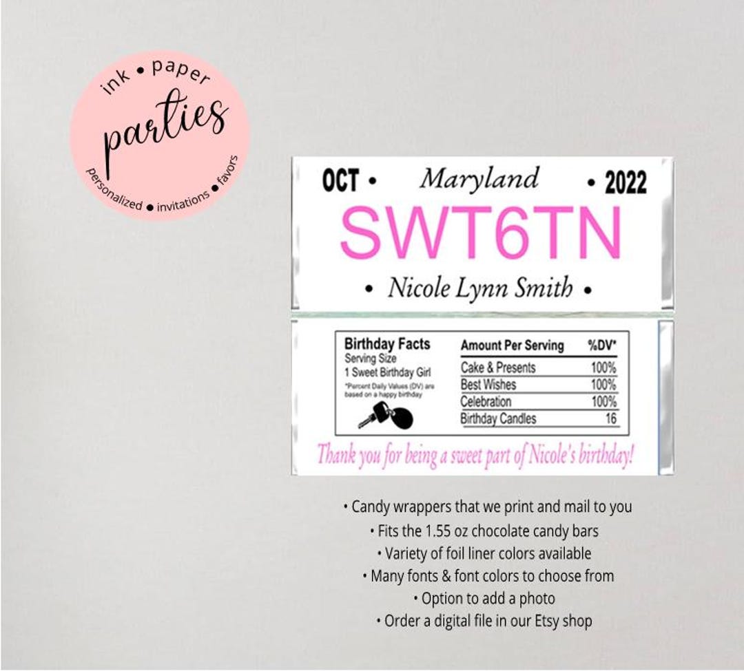Sweet 16 Sixteen ANY COLORS Driver's License Plate Keys Birthday Party ...