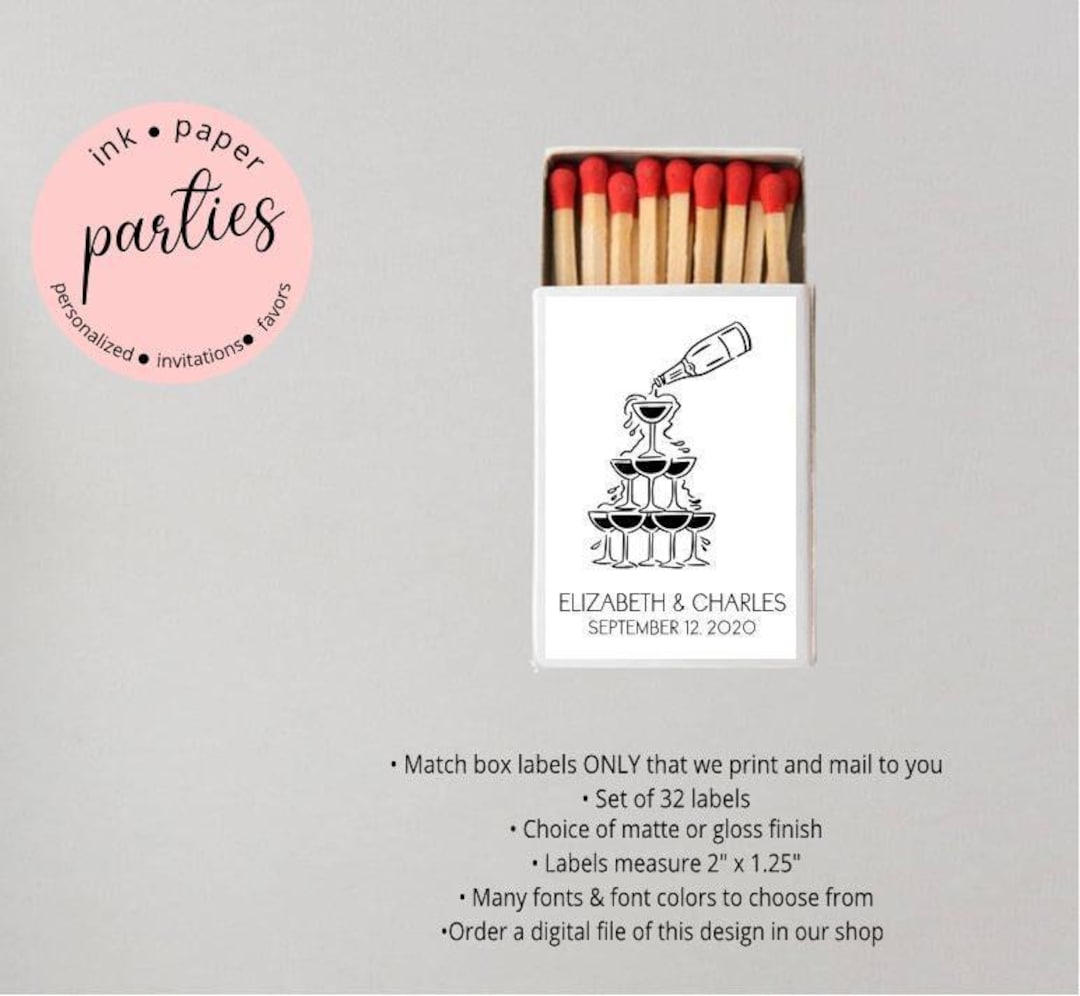 Wedding Match Box Labels - Matchbox Stickers - the Perfect Match ...