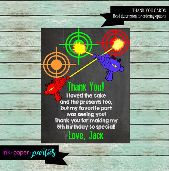 Laser Tag Birthday Party Thank You Note Cards We Print and | Etsy