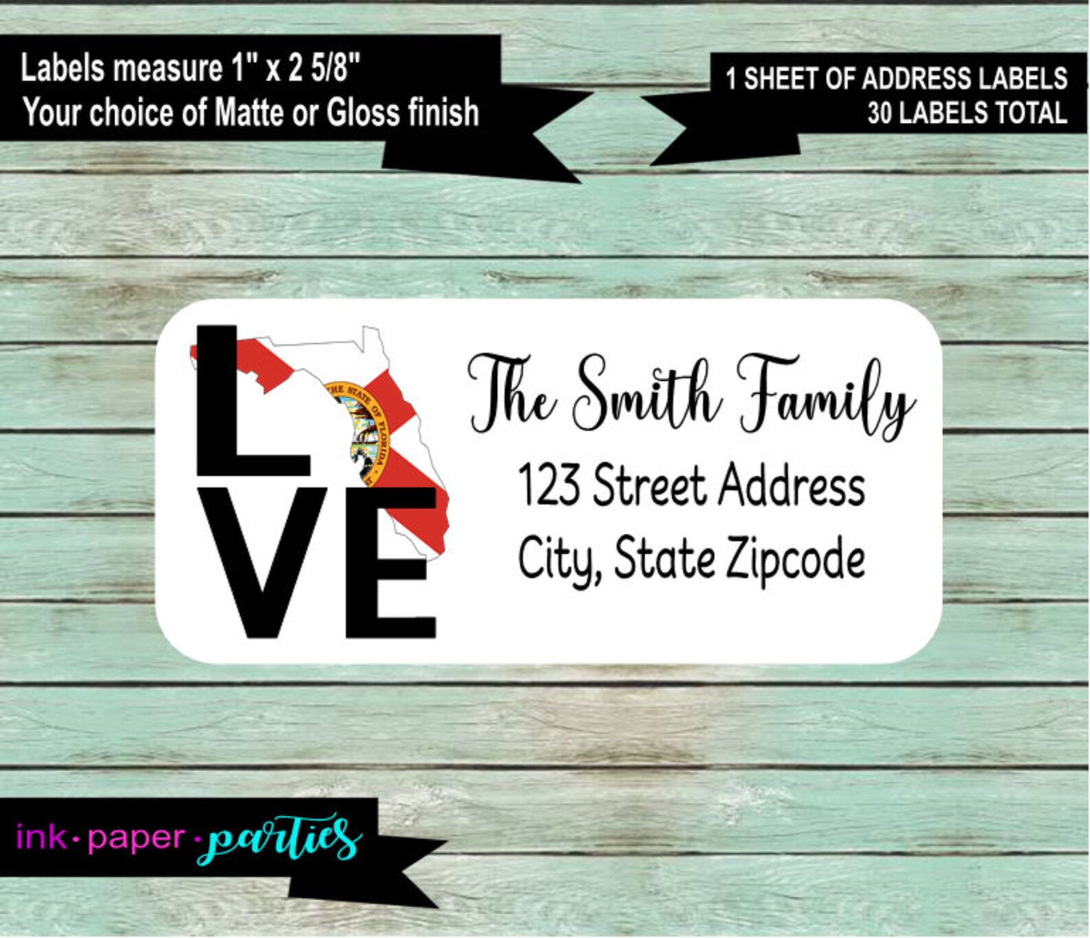 Florida State Return Address Labels Personalized Custom We | Etsy