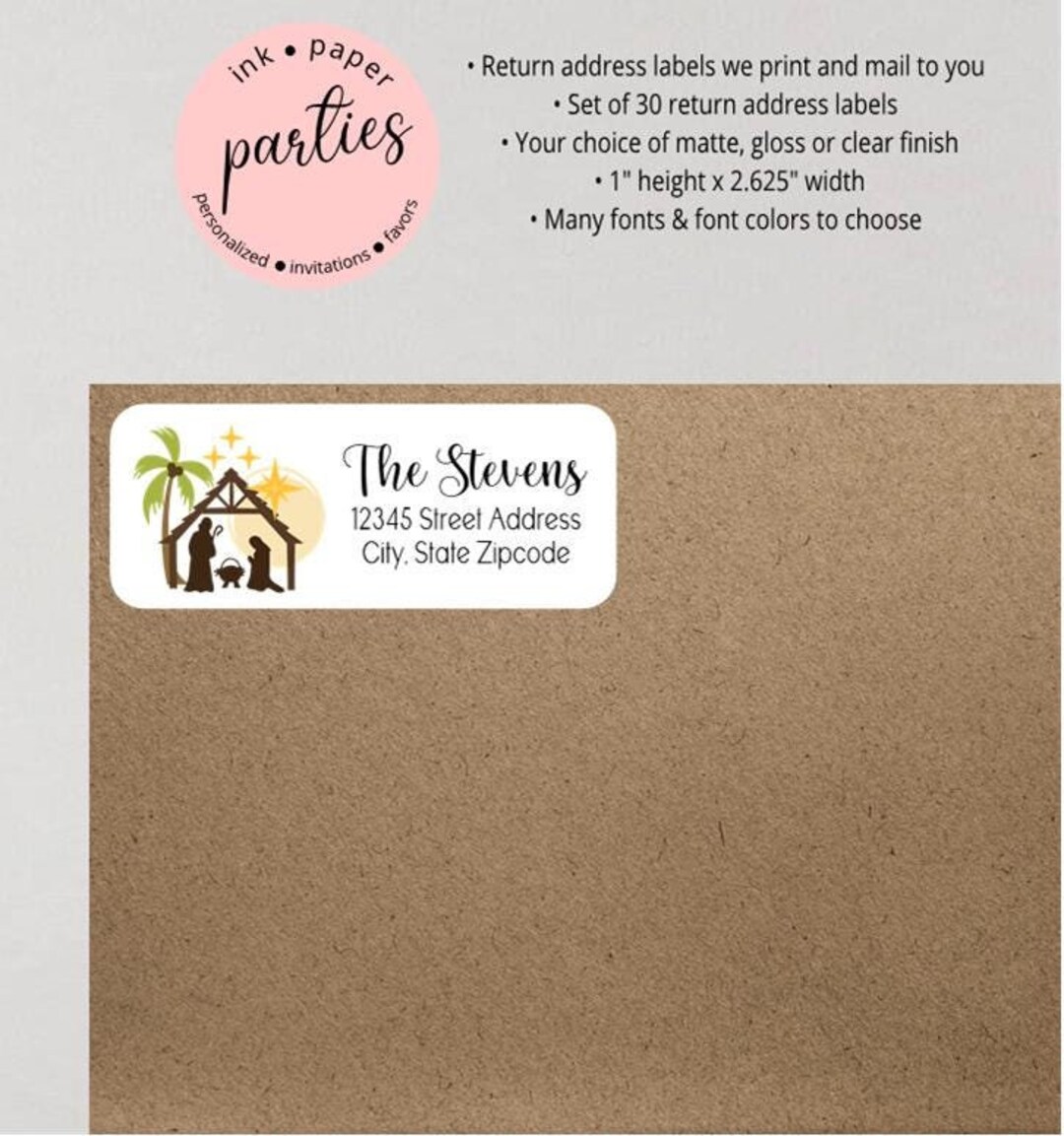 Christmas Holiday Christian Nativity Religious Return Address Labels ...