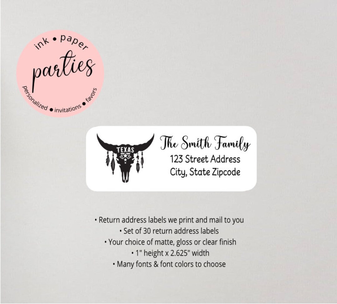 Texas Longhorn State Return Address Labels Personalized Custom We Print ...